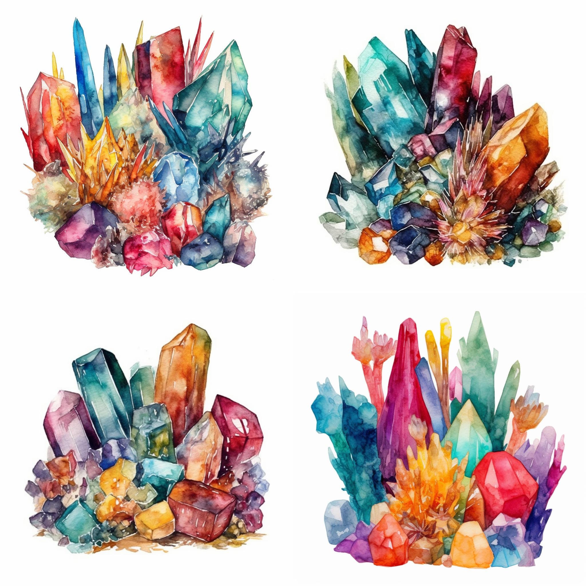 Colourful Crystal Printable Clipart Gemstone Set of 8 PNG - Etsy