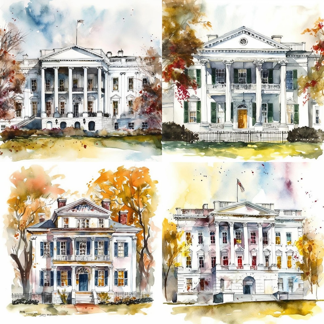 White House Clipart Set of 8 White House PNG Instant - Etsy