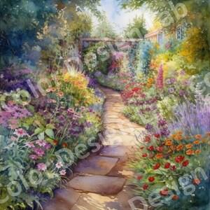 Garden Path Digital Download, Whimsical Garden Art, Set of 4 High ...