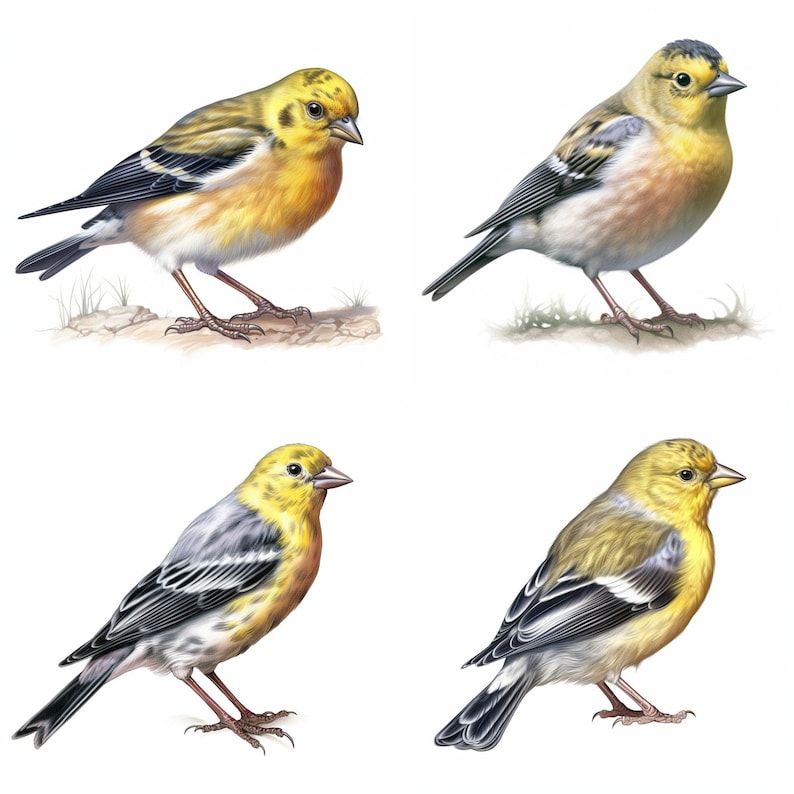 American Goldfinch Clipart Goldfinch Art Bundle of 8 - Etsy