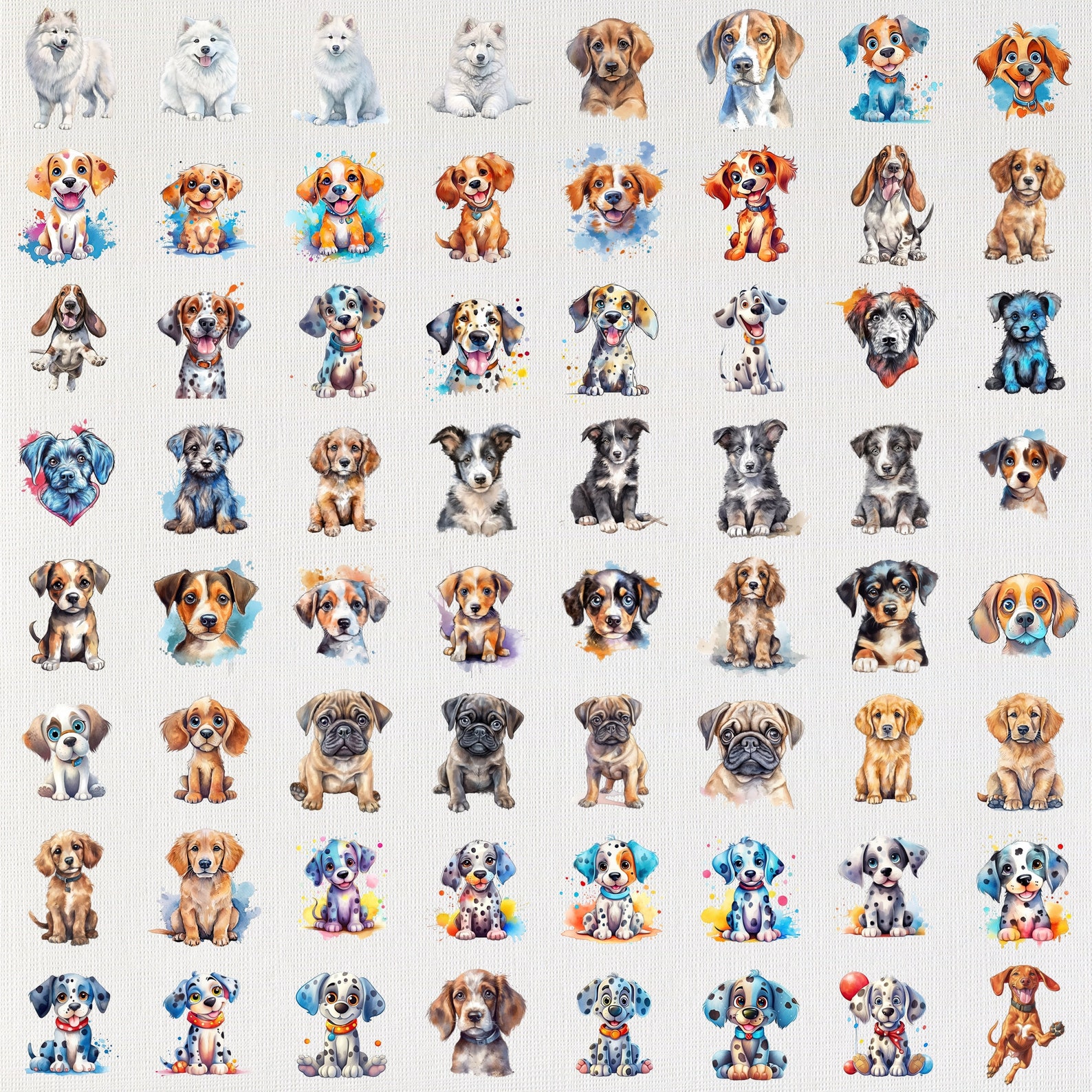 500 Puppy Clipart Bundle PNG Images, Digital Scrapbooking, Card Making ...