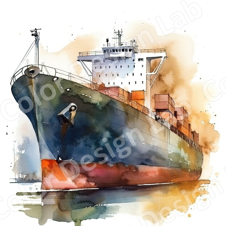 Cargo Ship Download Printable Clipart Set of 4 - Etsy