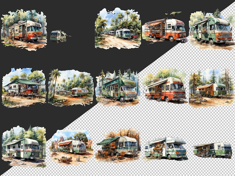 RV Camping Clipart - 36 Quality Transparent Png Digital Download Files ...