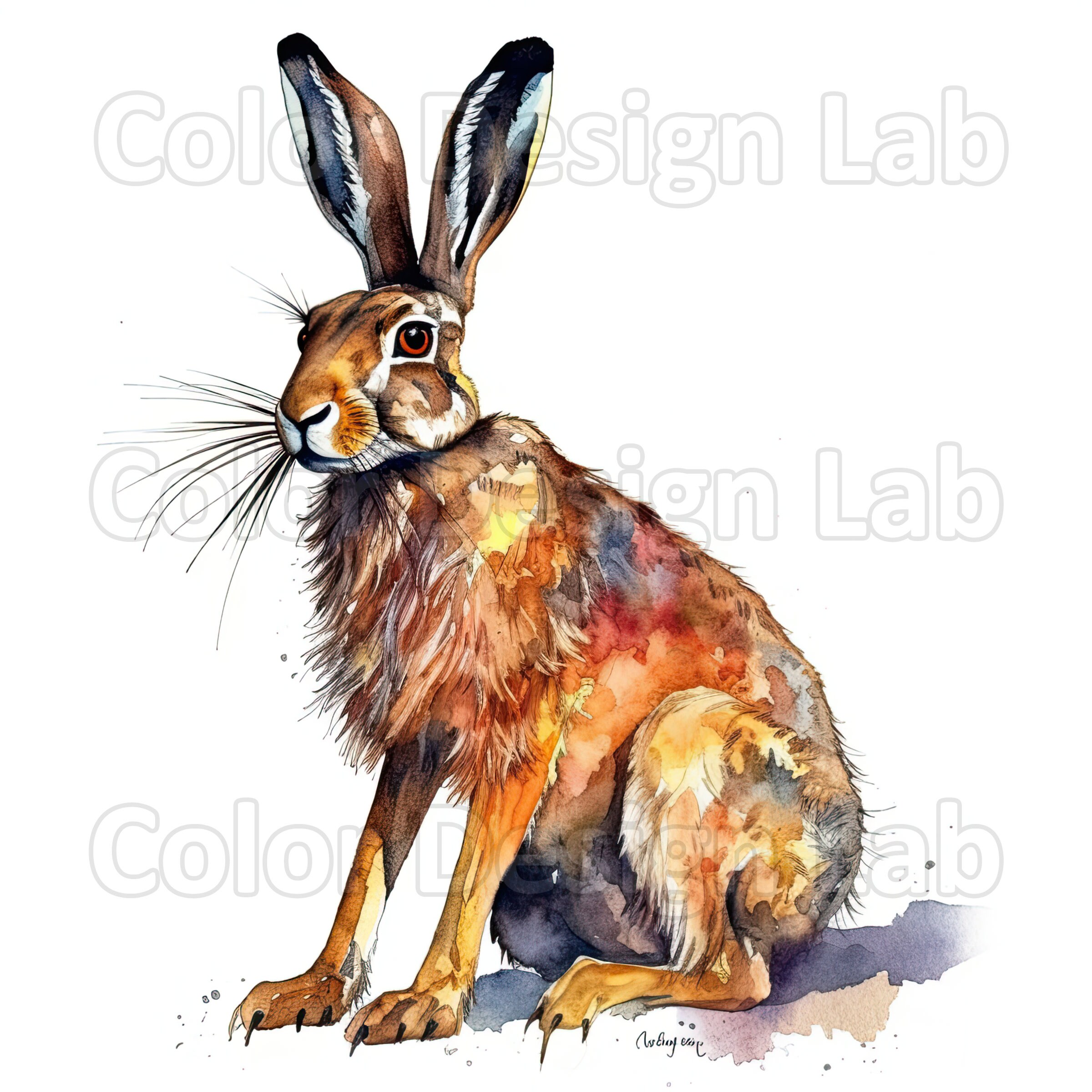 Hare Clipart Set of 8, High-quality PNG, Watercolor Hare Instant ...