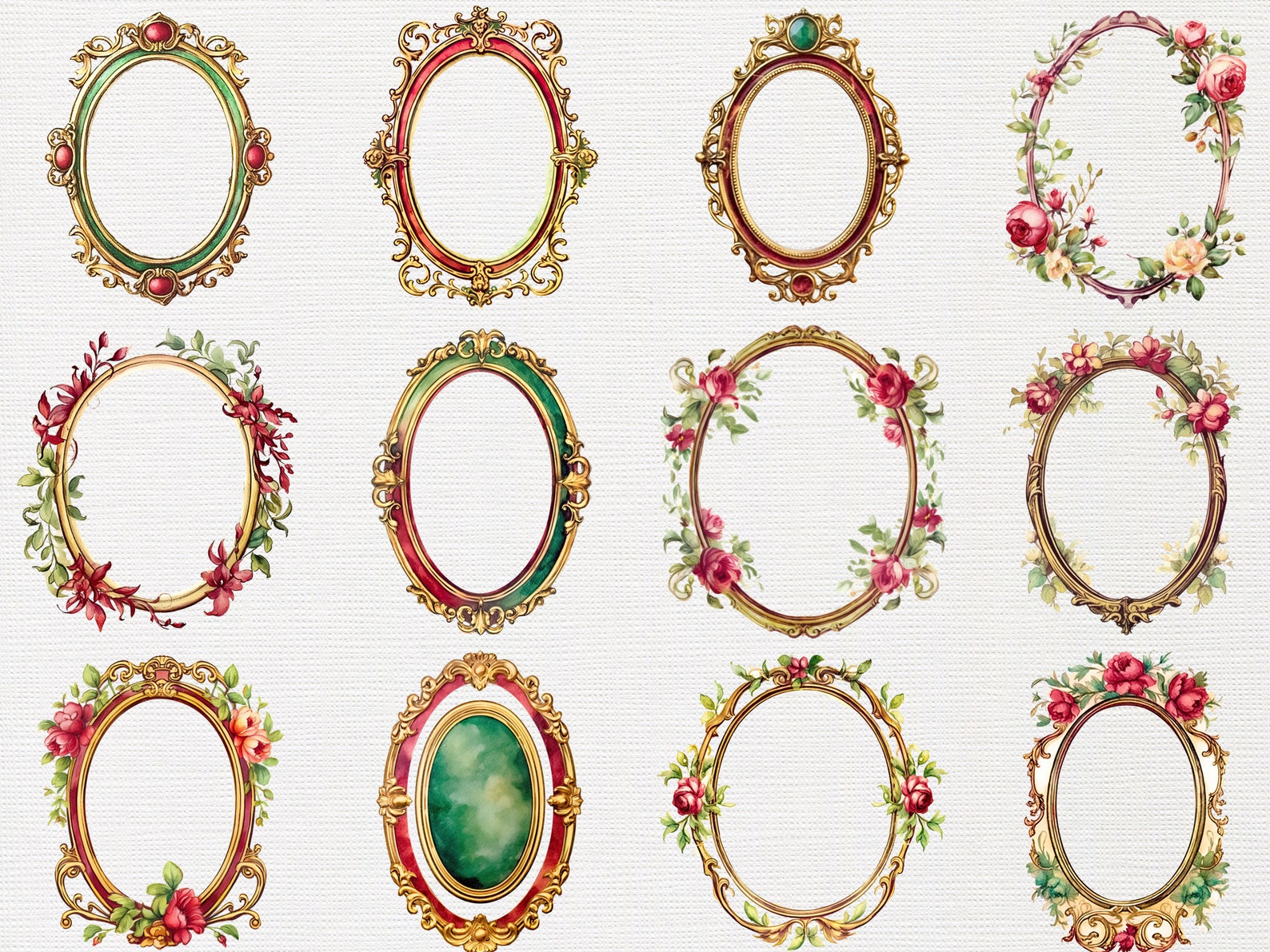 Vintage Oval Frame Clipart. 36 Quality Transparent Png Digital - Etsy