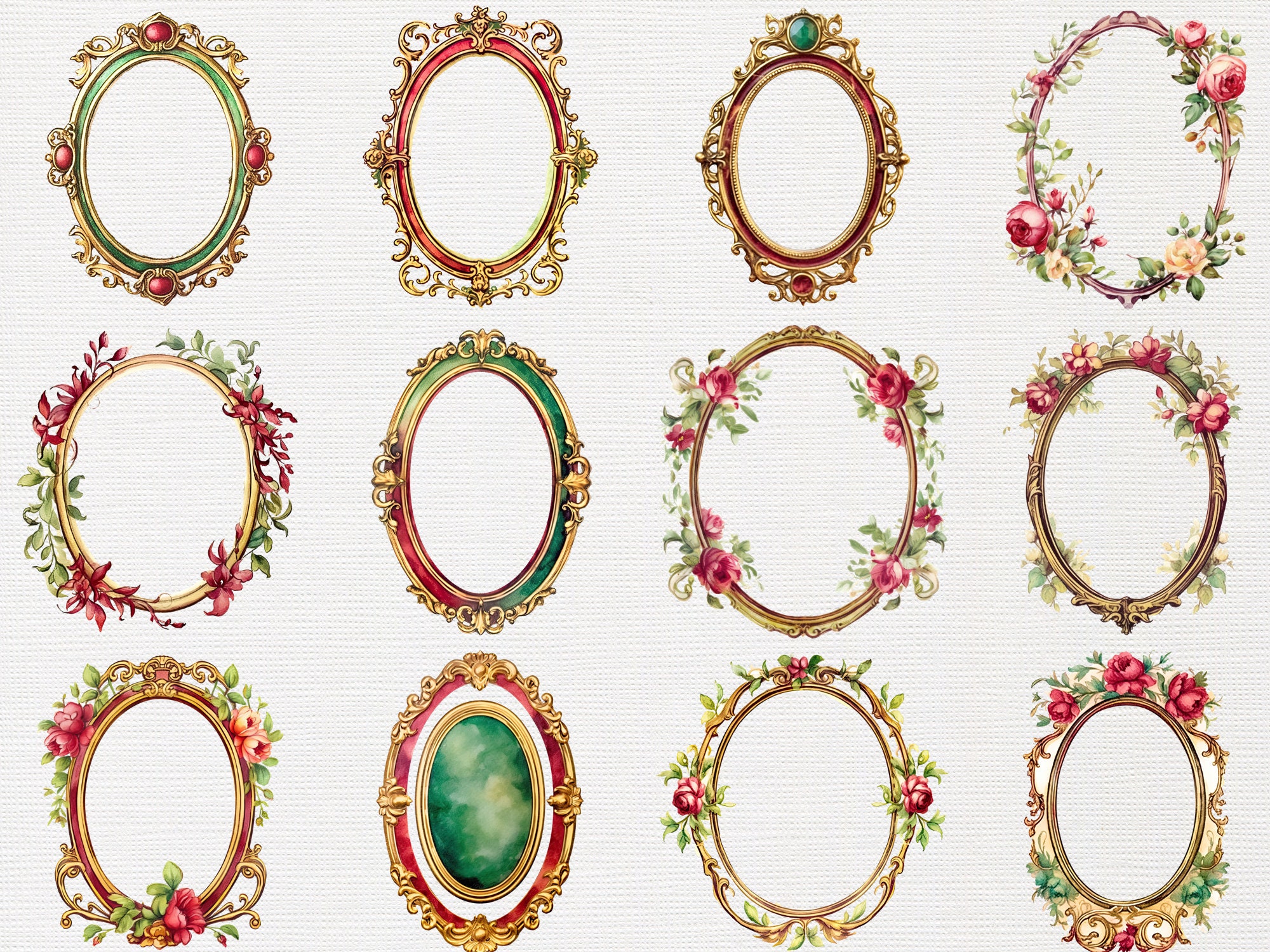 Vintage Oval Frame Clipart. 36 Quality Transparent Png Digital Download ...