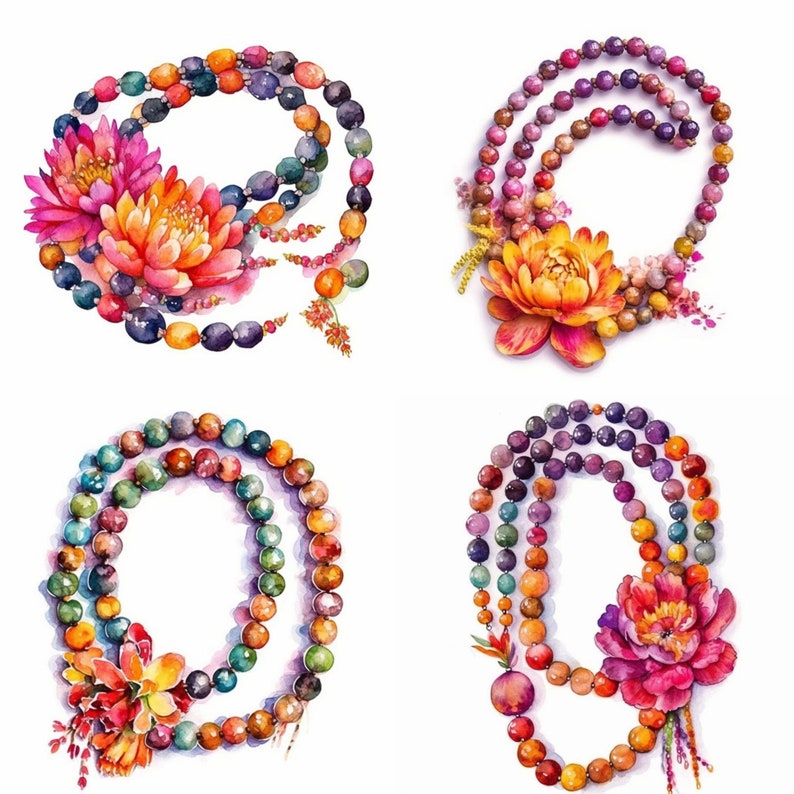 Flower Mala Clipart Set of 12 PNG - Floral Mala Digital Download ...