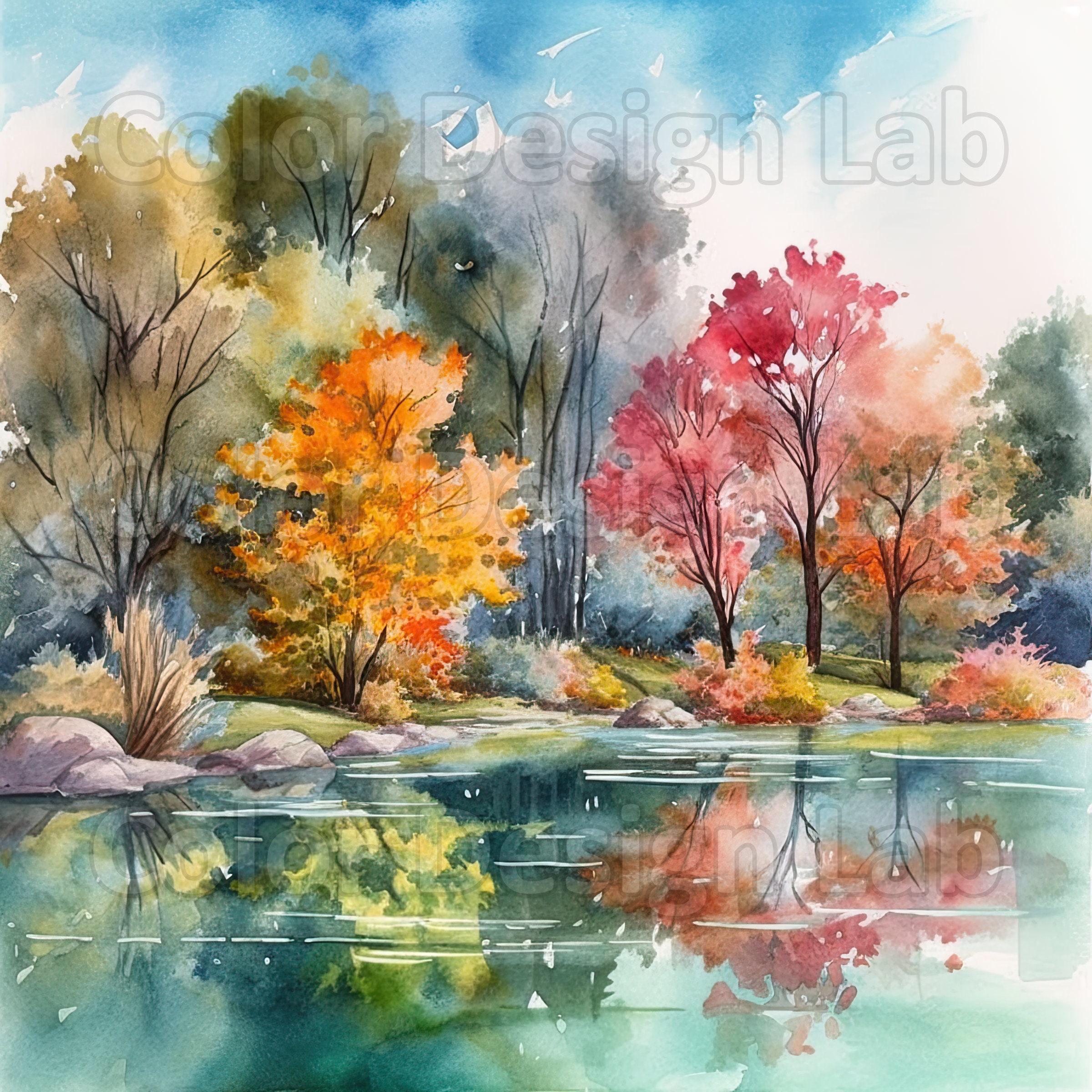 Park Pond Digital Art Bundle 8 High-resolution Printable - Etsy