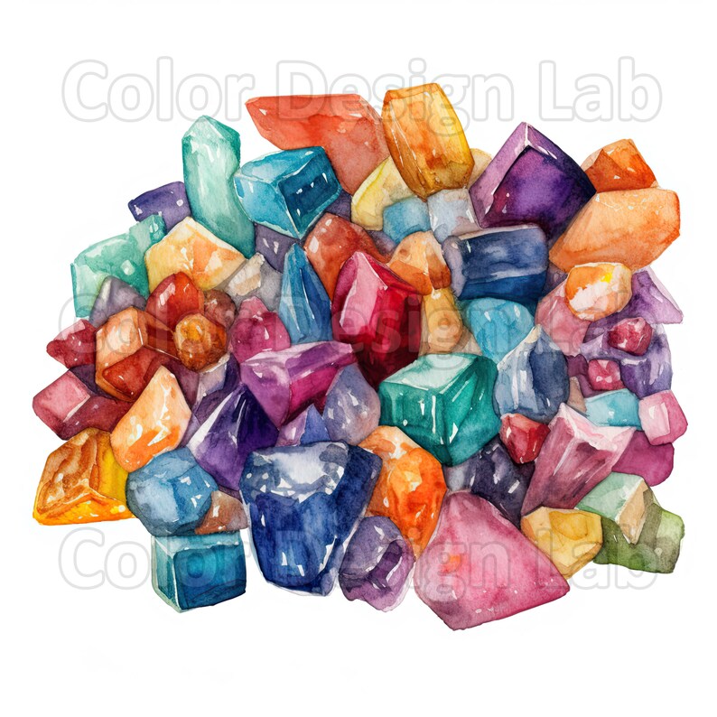 Colourful Crystal Printable Clipart Gemstone Set of 8 PNG - Etsy