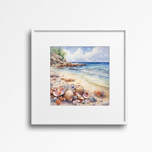 Seashell-strewn Tropical Beach Printable Art Set, 8 High Resolution ...