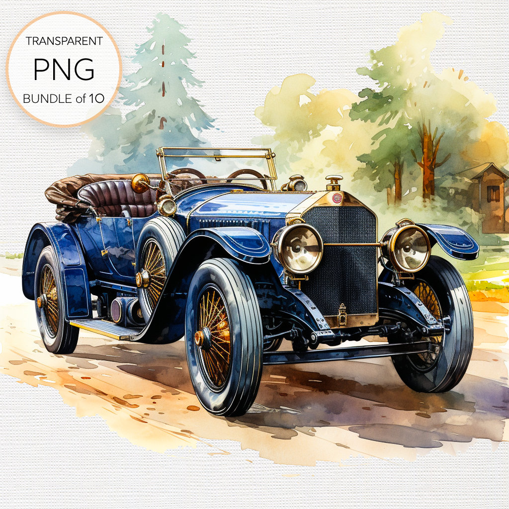 Vintage Sporty Car Clipart Set of 10 Retro Automobile - Etsy