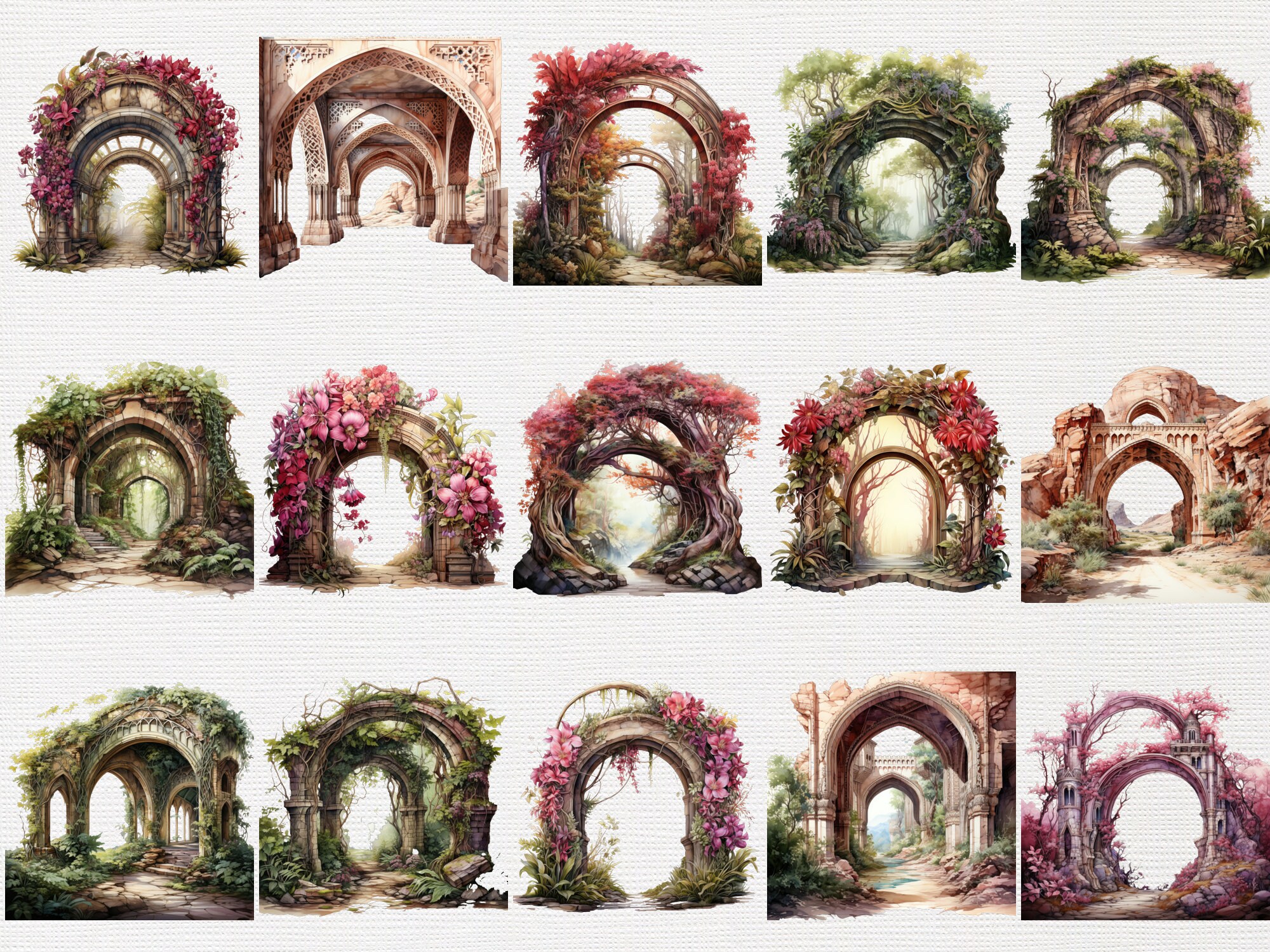 Boho Arch Clipart Bundle of 36 Quality Transparent Watercolor - Etsy