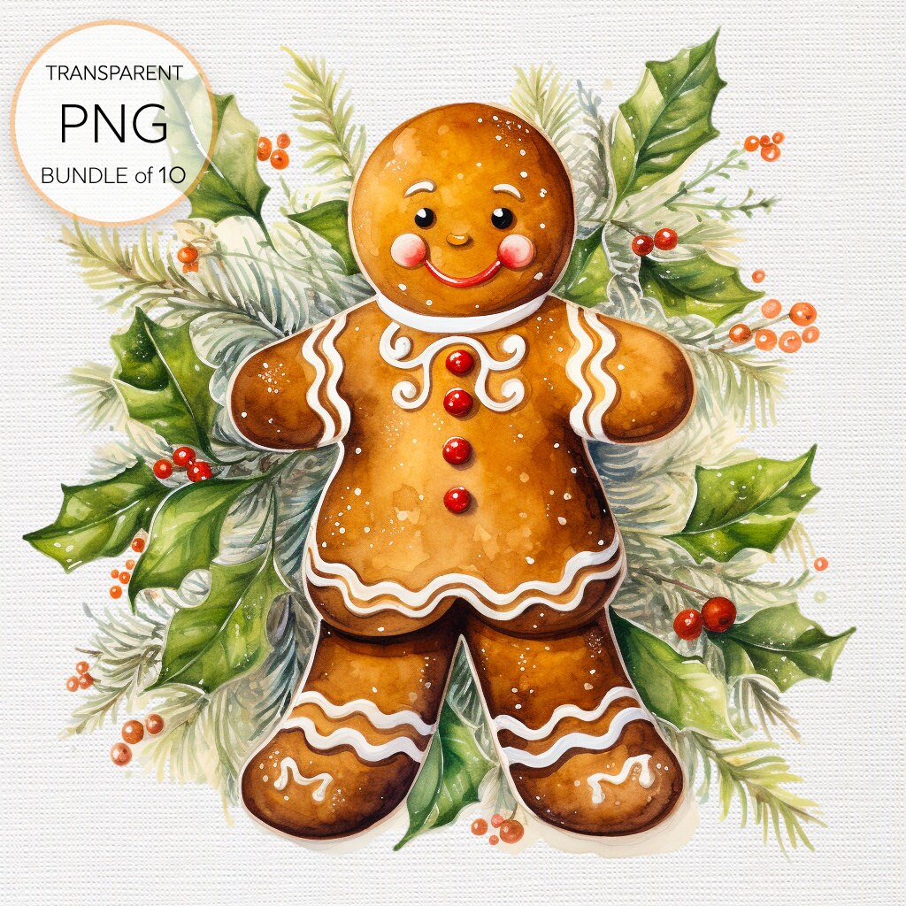 Gingerbread Man Clipart Christmas Gingerbread Man PNG - Etsy