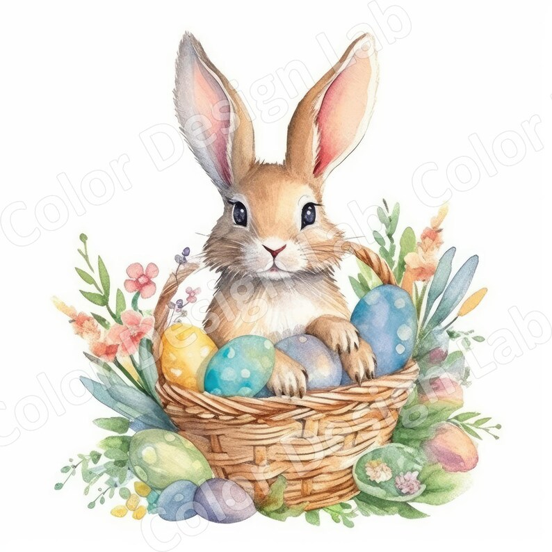 Easter Bunny Basket Clipart Set 8 High-resolution Pngs - Etsy