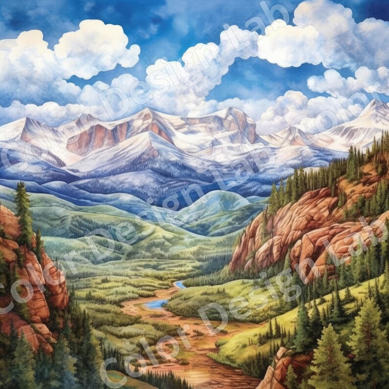 Colorado's Rocky Mountains Printable Clipart Set, 8 High-resolution PNG ...
