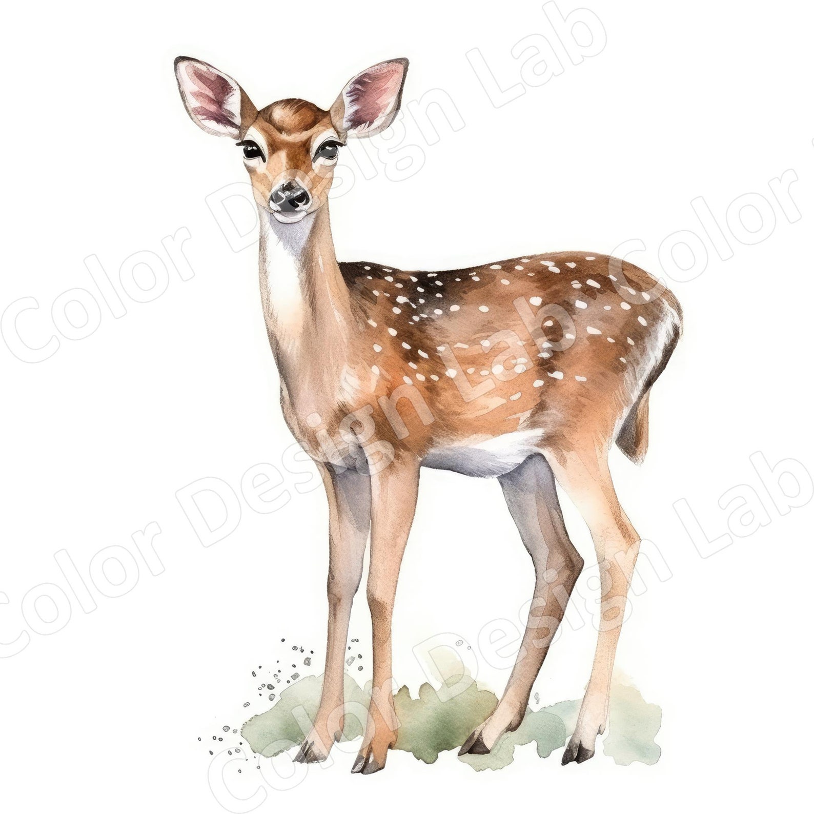 Fawn Clipart Design, Hand-drawn Baby Deer Art, Delicate and Graceful ...