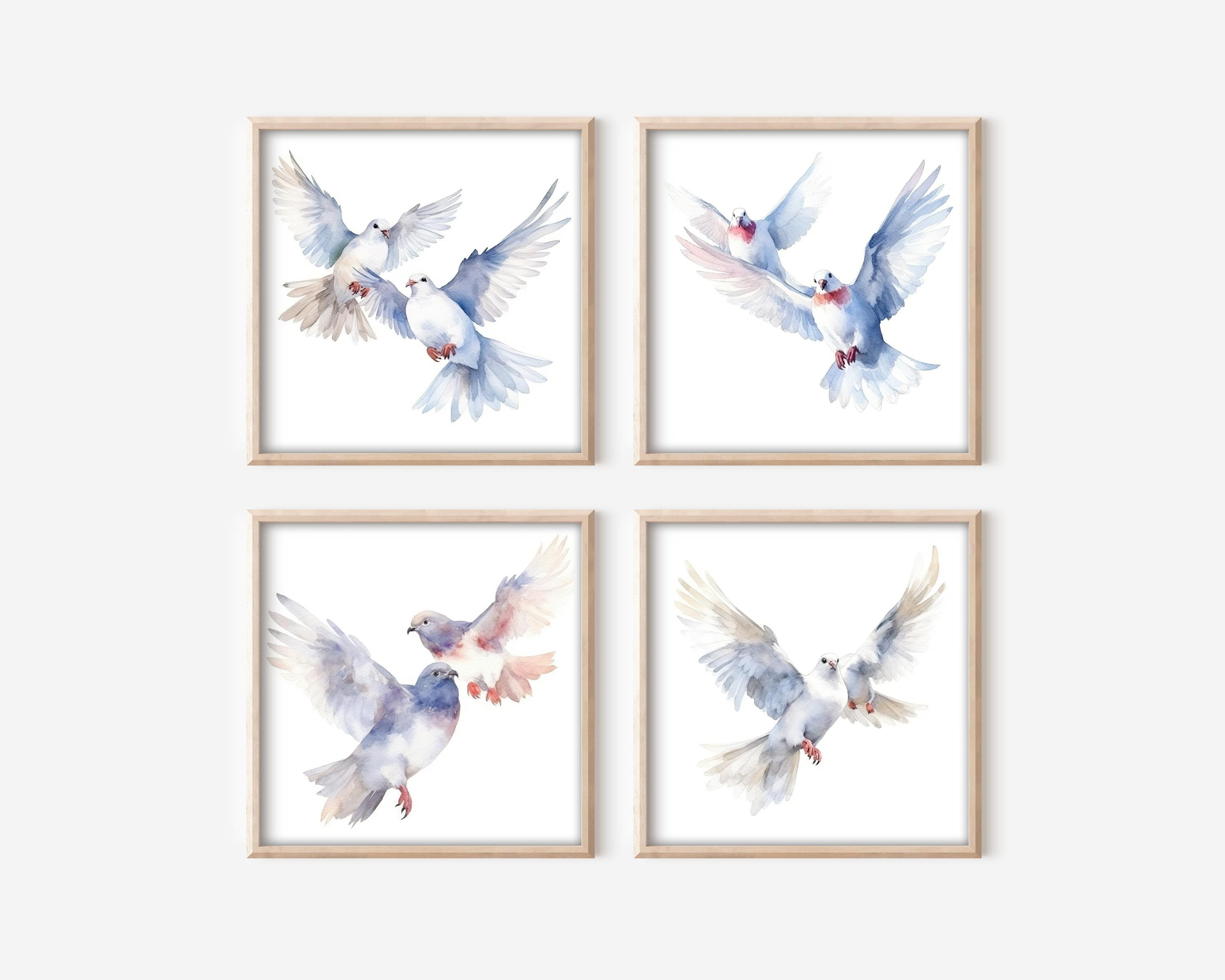 Doves in Flight Printable Clipart Set, 8 High-resolution PNG Images ...