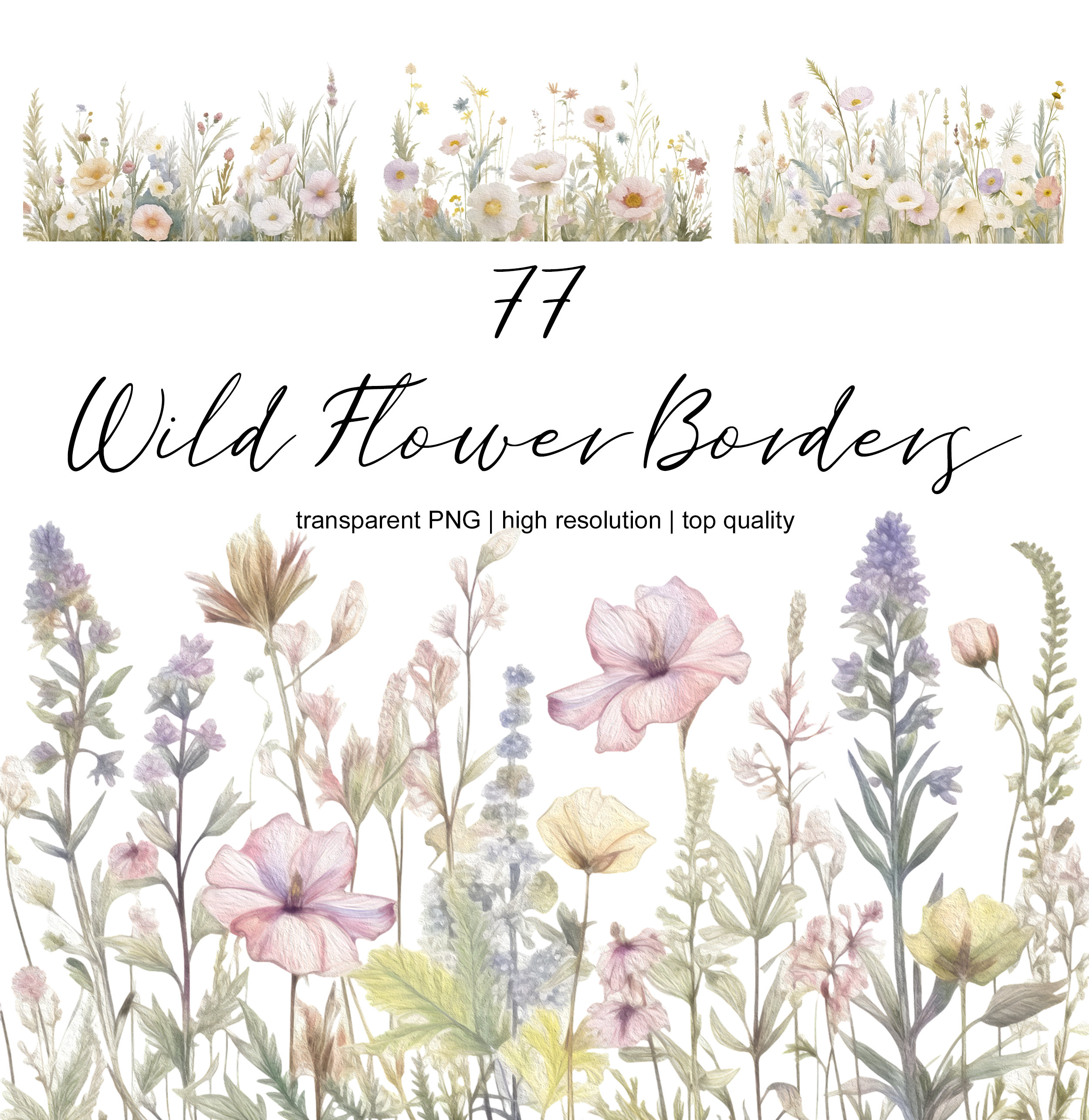 Wildflower Border Designs Floral Borders With Wild Flowers - Etsy