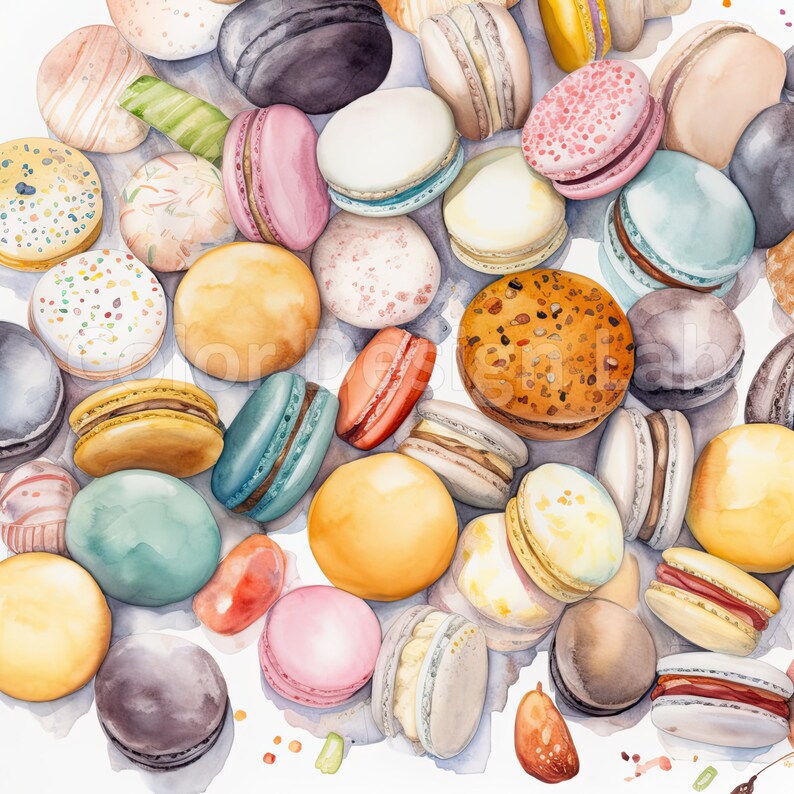 Pastel Macarons Clipart Set of 8 Digital Downloads - Etsy