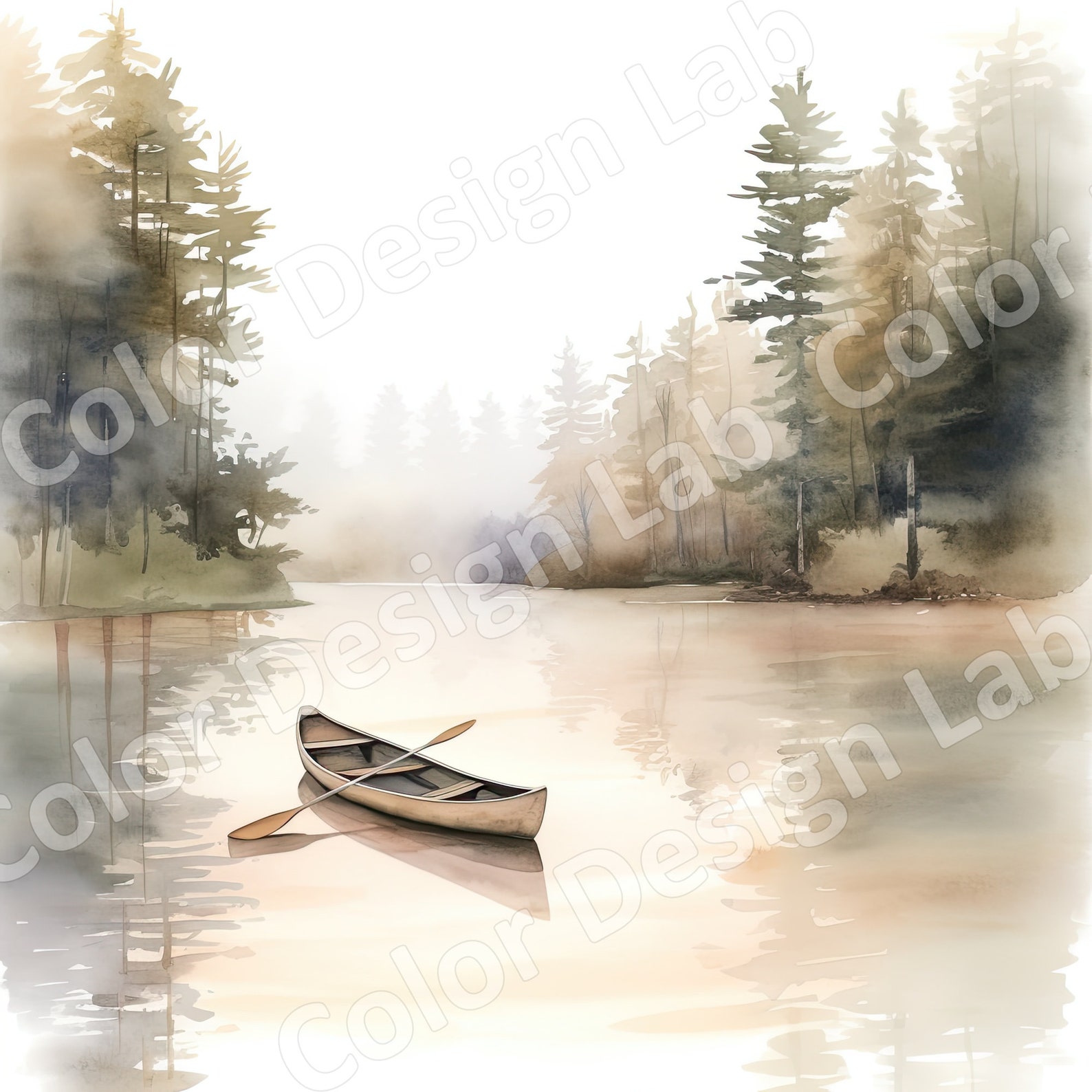 Serene Canoe Lake Printable Set of 8 Images, High-resolution Digital ...