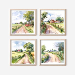 Country Lanes Printable Wall Art Set - 8 Pngs of Country Road, Pathway ...