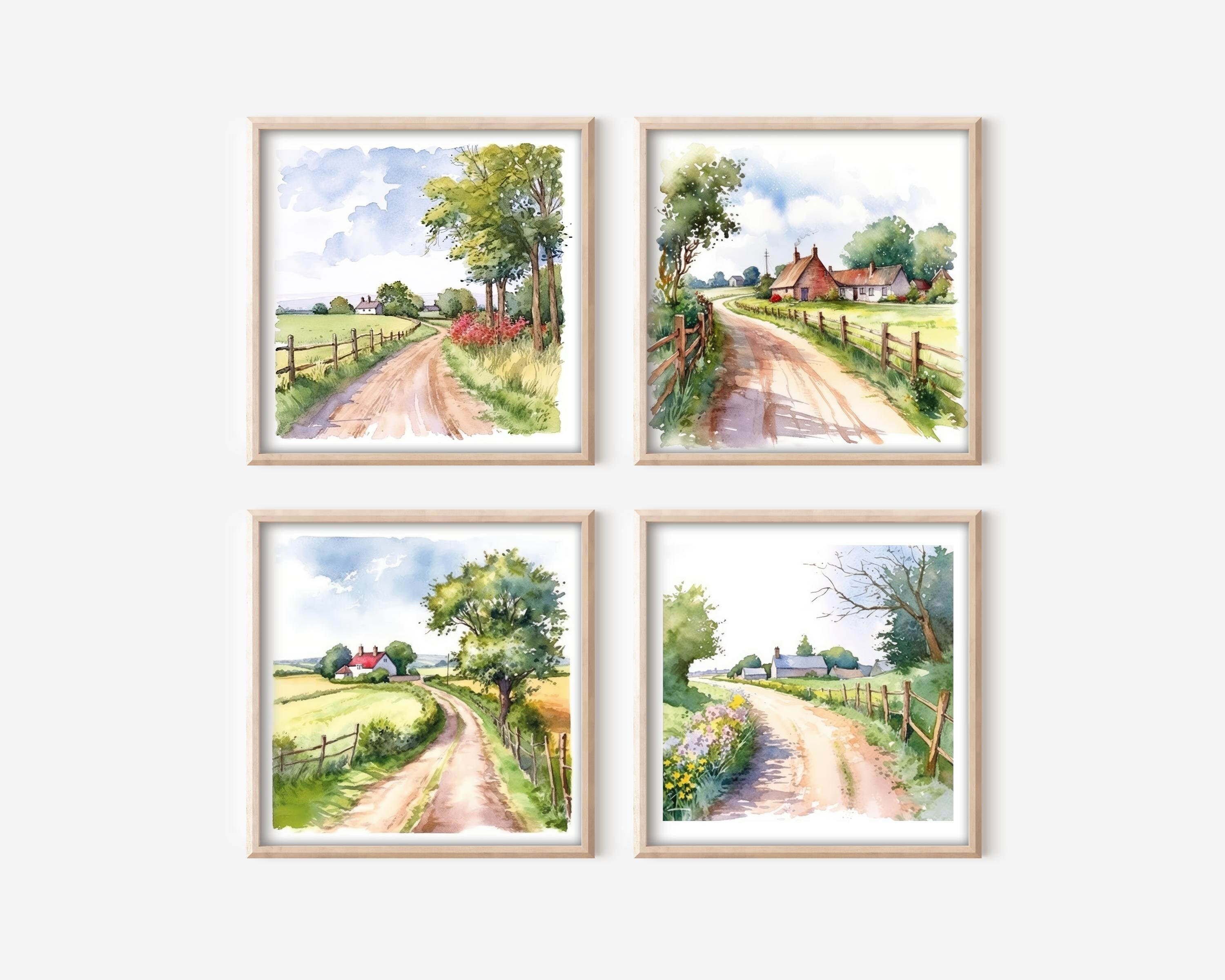 Country Lanes Printable Wall Art Set 8 Pngs of Country Road - Etsy