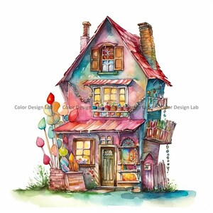 Candy House Clipart, House of Sweets PNG, 8 Candy Houses Digital ...