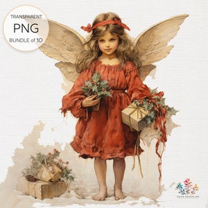 Vintage Christmas Spirit Clipart - Angelic, Candlelight & Gift ...