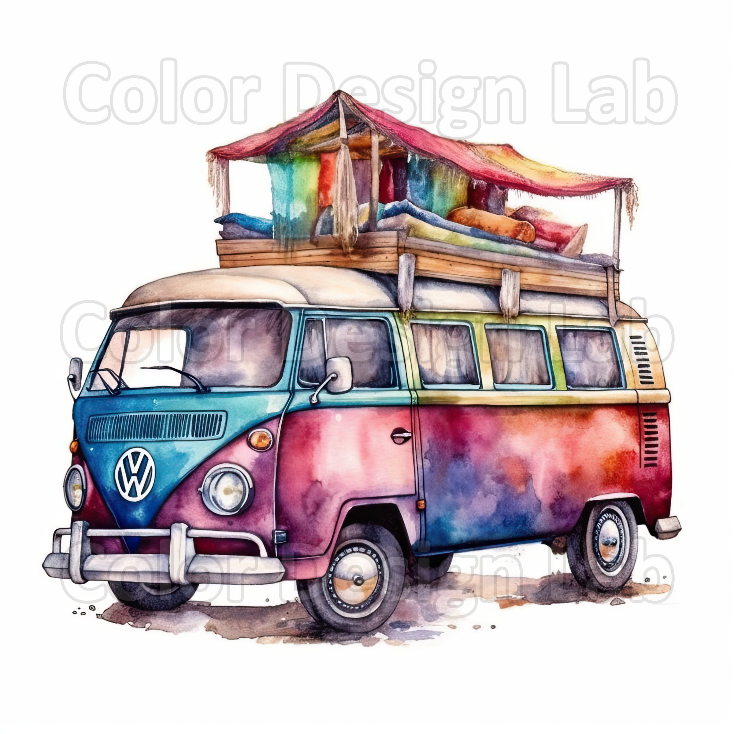 Boho Campervan Printable Clipart Set of 8 PNG Digital - Etsy UK