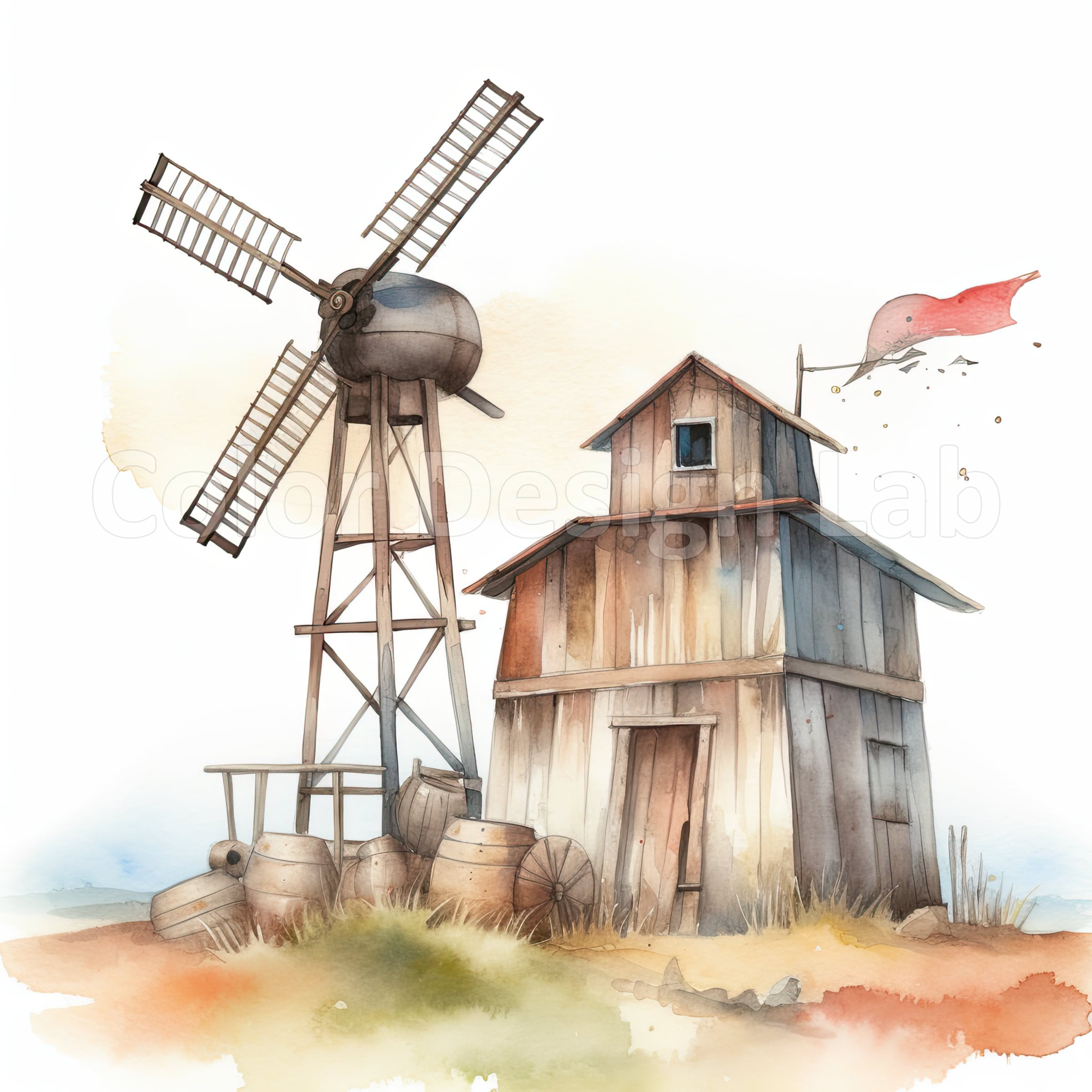 Rustic Windmill Clipart 8 Printable Art PNG Windmill Wall - Etsy