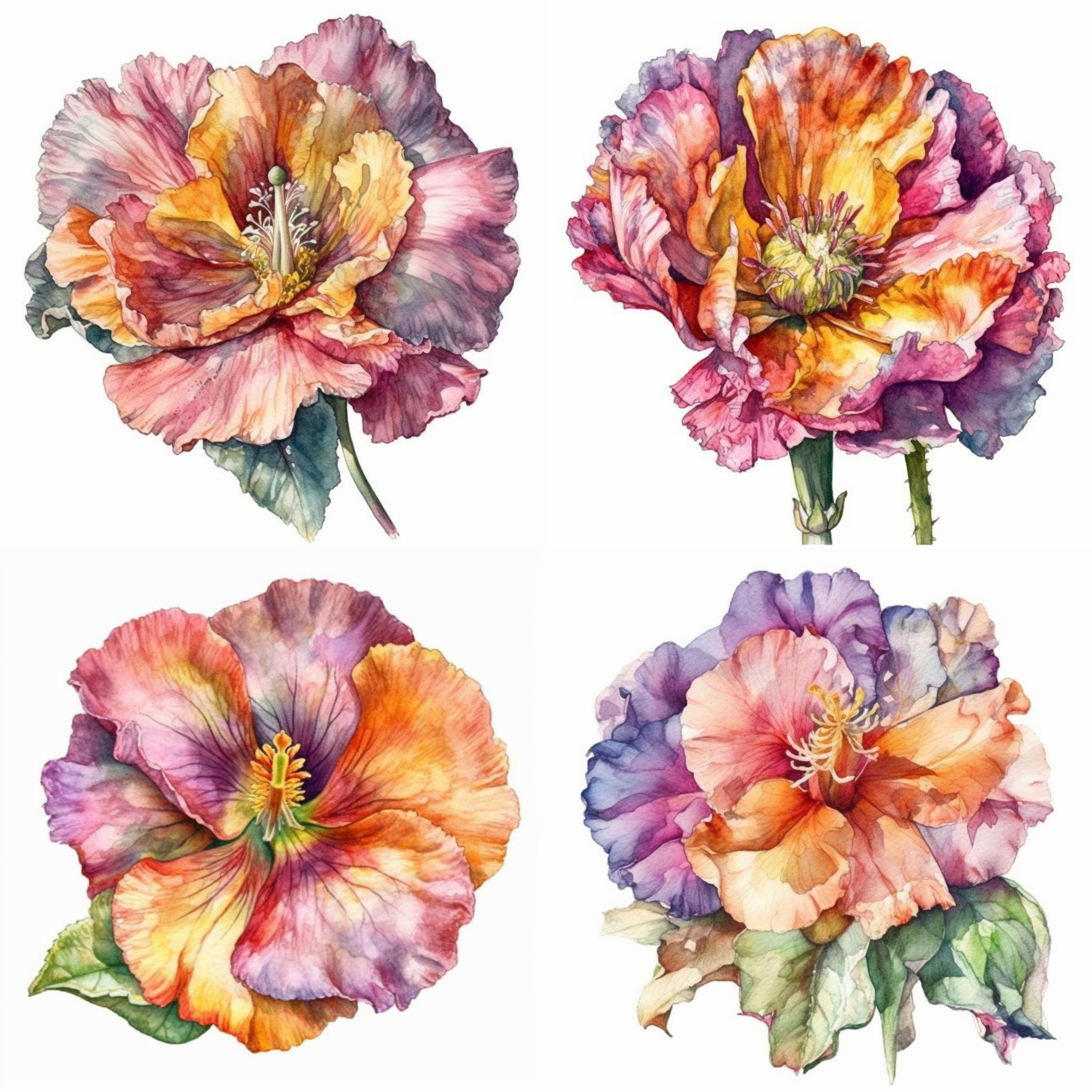 Flower Pastel Clipart Set of 12 High-quality Floral PNG - Etsy