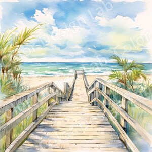 Tropical Beach Boardwalk Clipart Set, 8 High-resolution PNG Artwork ...