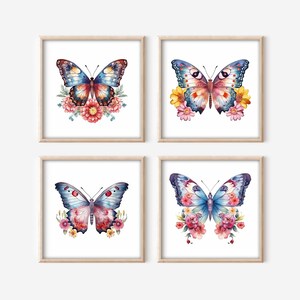 Butterfly on Wildflowers Printable Wall Art, Set of 8 High-resolution ...
