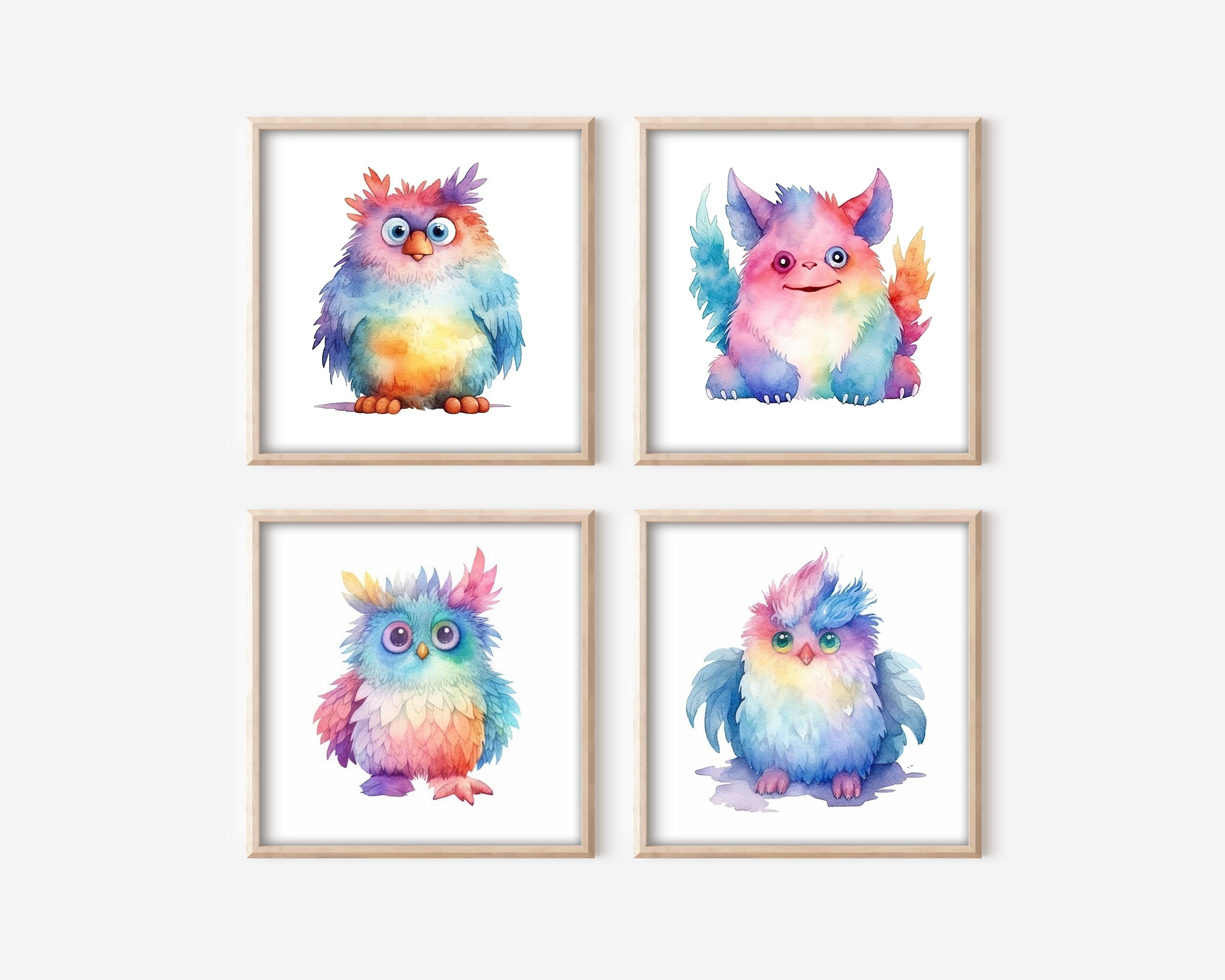 Fluffy Monster Clipart, Set of 8 High Resolution PNG Files, Digital ...