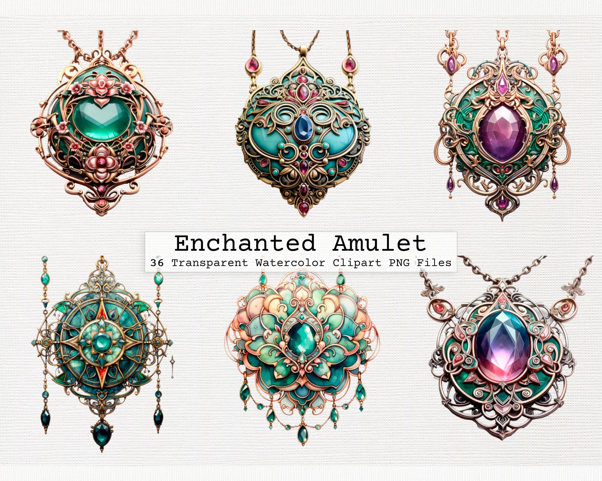 Enchanted Amulet Clipart Bundle of 36 Quality Transparent - Etsy