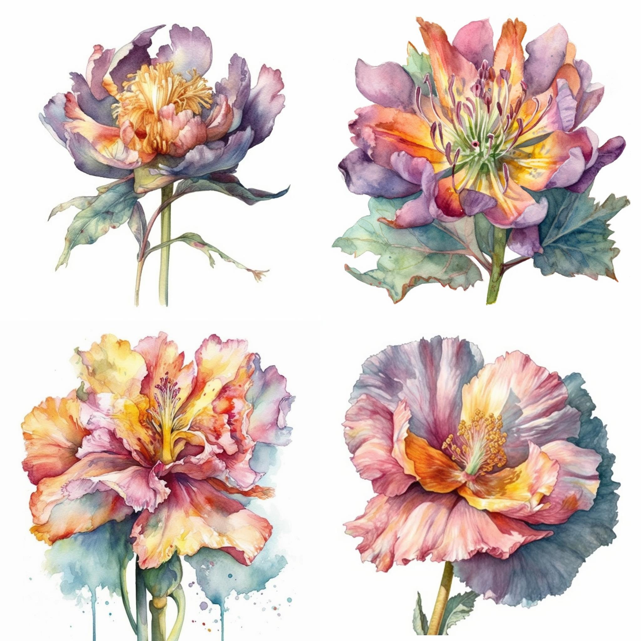 Flower Pastel Clipart Set of 12 High-quality Floral PNG - Etsy