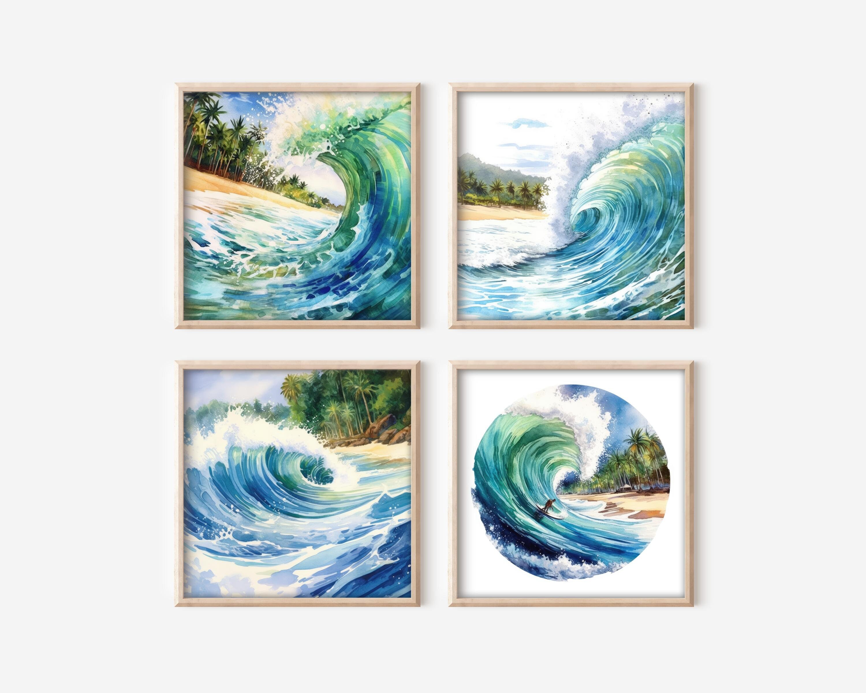 Tropical Beach Surfing Waves Clipart Pack 8 High-resolution - Etsy