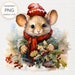 Christmas Mouse Clipart, Cute Mouse in Santa Hat, Watercolor Christmas ...