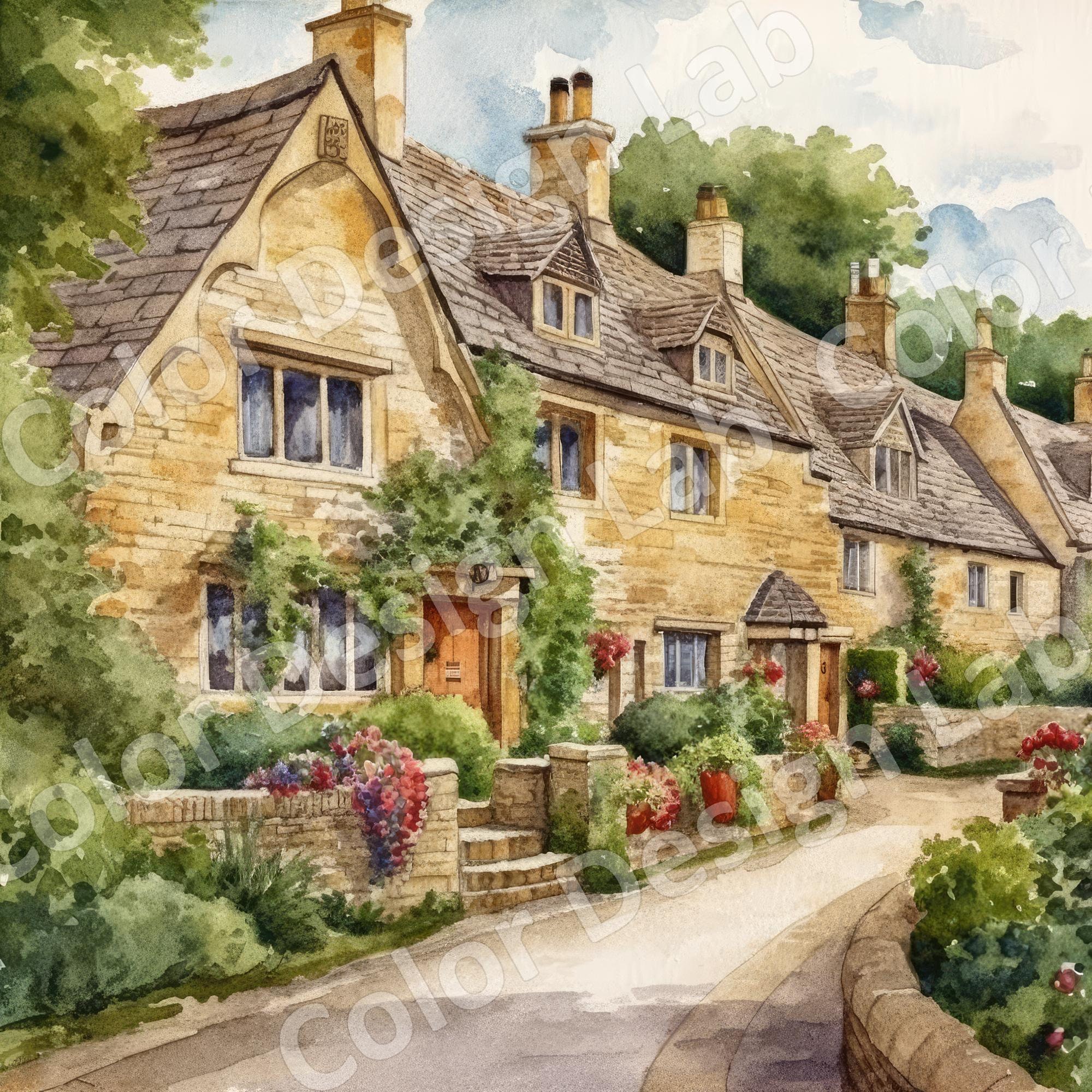 Cotswold Villages, England Clipart Set, 8 High-resolution PNG Images ...