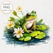Frog on Lily Pad Clipart Adorable Amphibian Illustration PNG, Pond Life ...