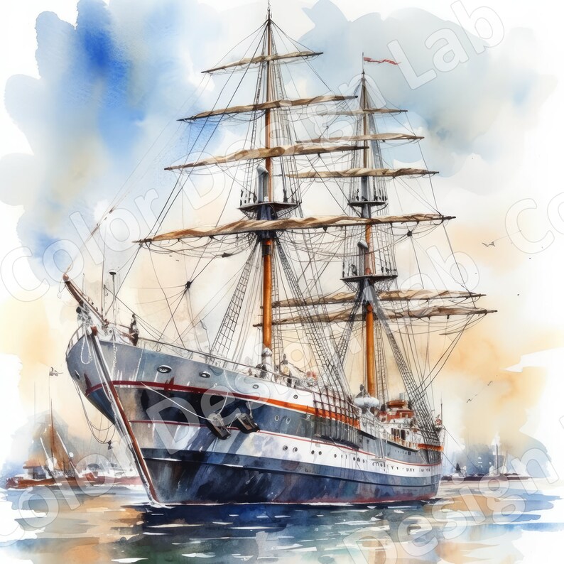 Clipper Ship Digital Download, Set of 4 High-resolution PNG Images ...