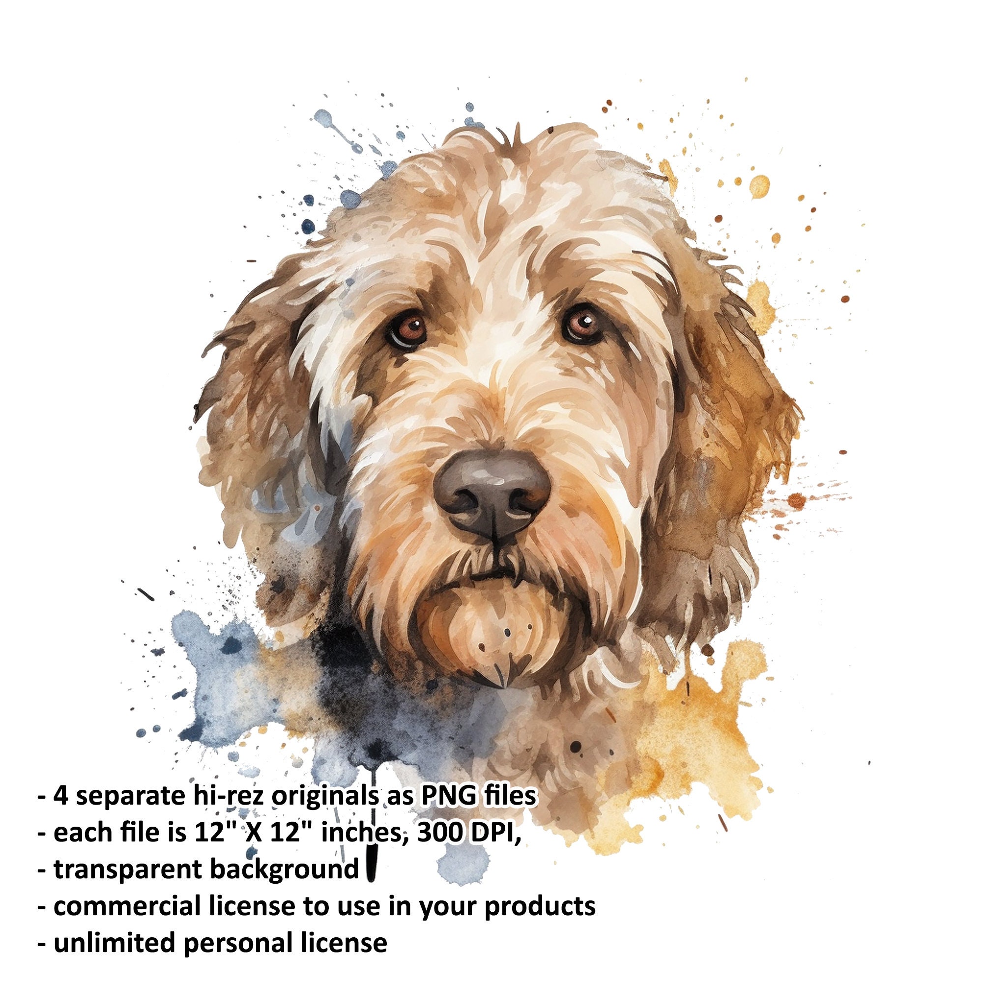 Labradoodle Watercolor Clipart Hand-painted Poodle Mix Curly - Etsy