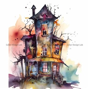 Haunted House Clipart - Set of 8 Ghostly Spooky PNG - Digital Download ...