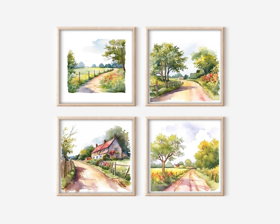Country Lanes Printable Wall Art Set 8 Pngs of Country Road - Etsy