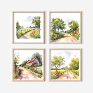Country Lanes Printable Wall Art Set - 8 Pngs of Country Road, Pathway ...