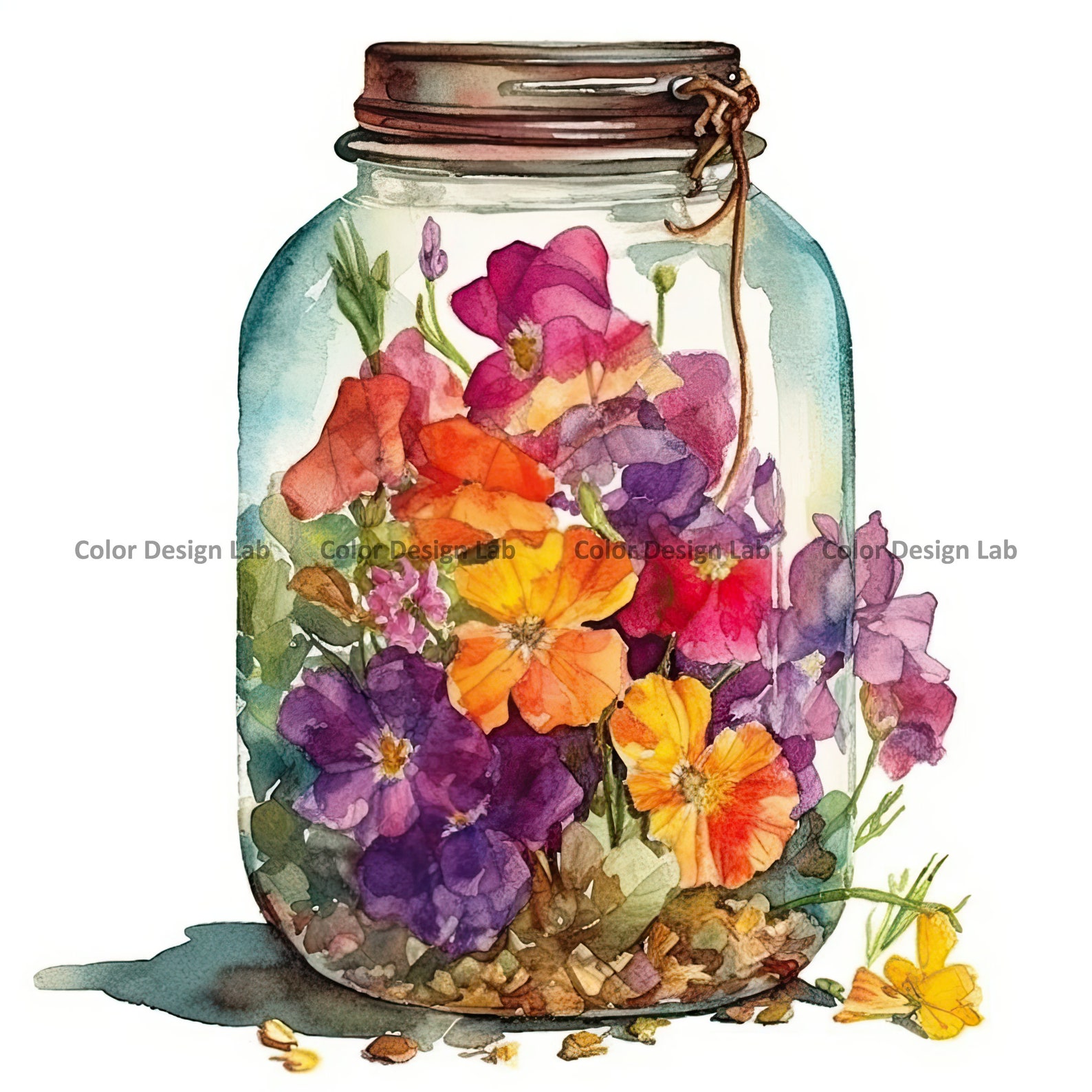 Flower Jar Clipart - Set of 12 PNG, High-definition Floral Jar Graphic ...