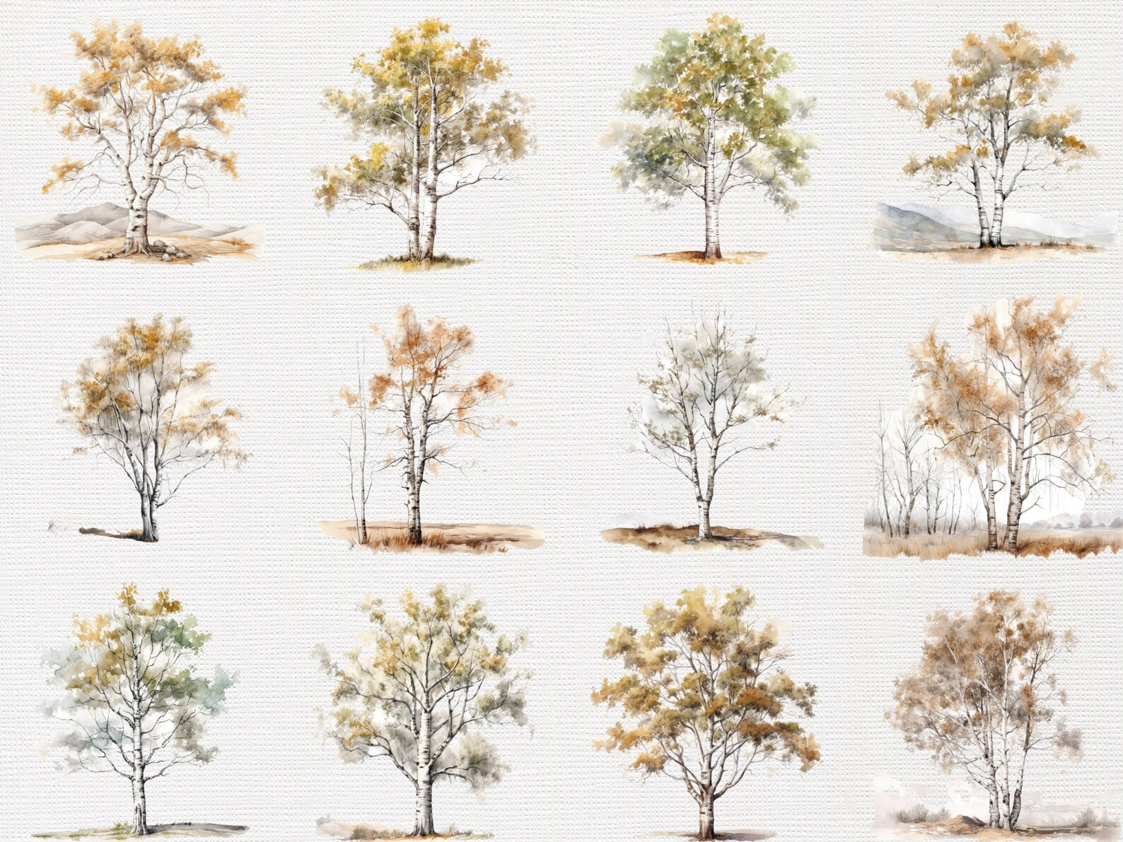 Birch Tree Clipart Watercolor Png Birch Tree Forest Commercial License ...