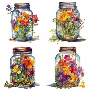 Flower Jar Clipart - Set of 12 PNG, High-definition Floral Jar Graphic ...