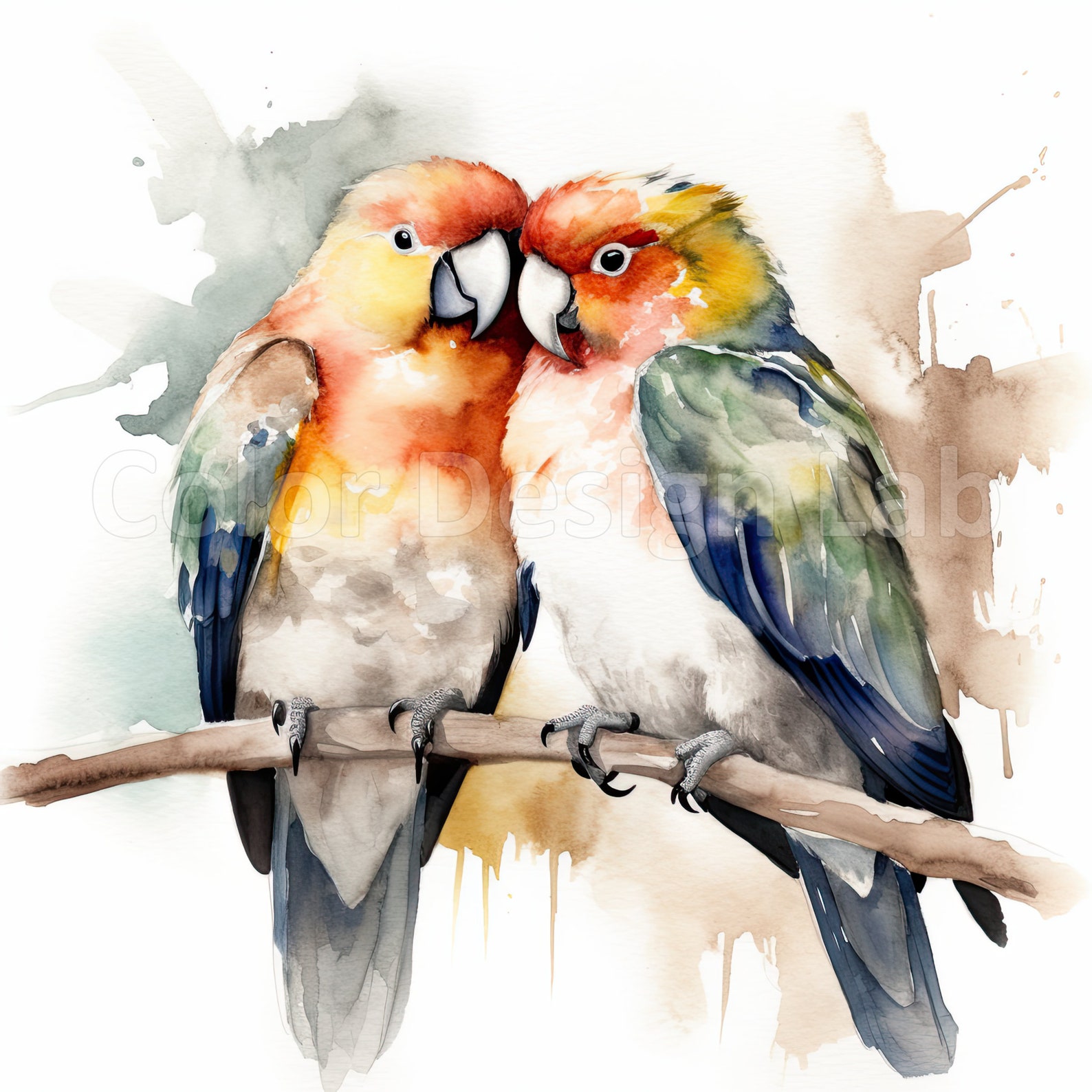 Lovebirds Perch Printable Clipart 8 Bird Pngs Digital - Etsy