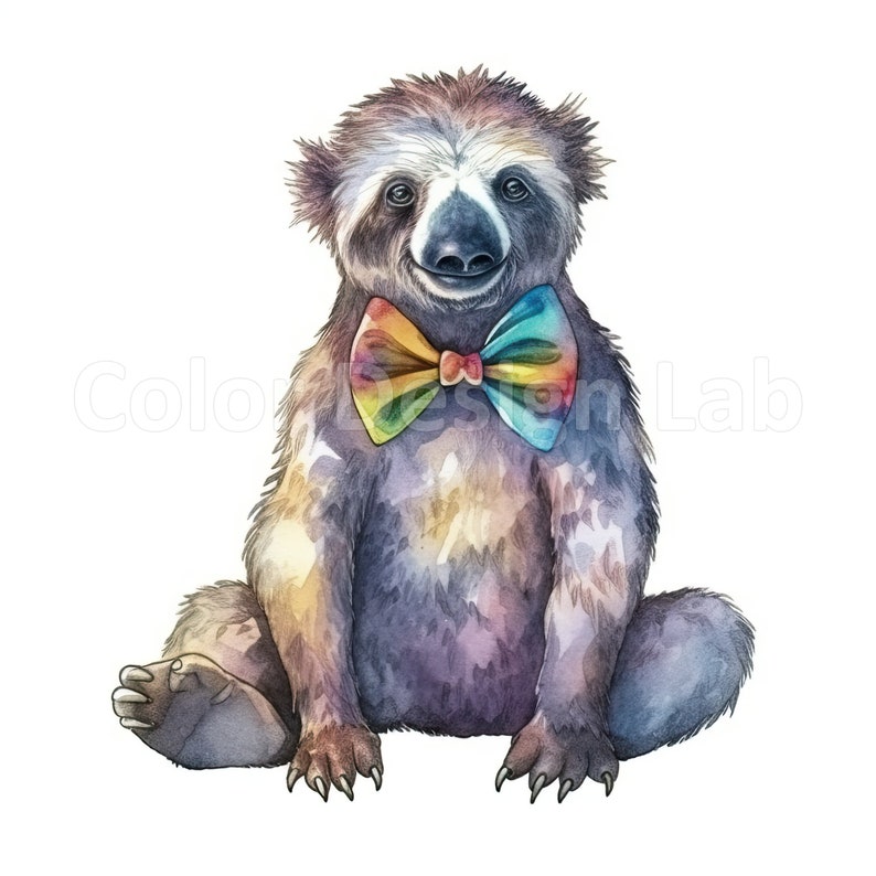 Happy Sloth in Bow Tie Clipart Bundle - 8 High-resolution Sloth Pngs ...